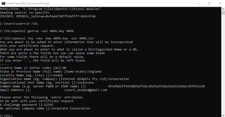 Generate Rsa Private Key And Certificate Request In Openssl Command