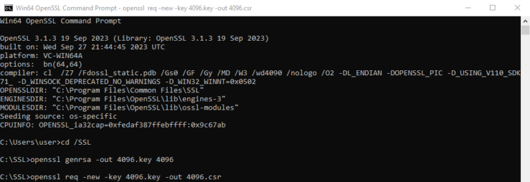 Generate RSA Private Key and Certificate Request in OpenSSL command prompt (for Windows ...